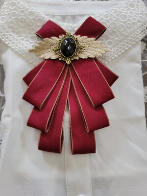 Victorian Trading Jet & Lace Red Ribbon Cravat Tie Pin 6C | eBay