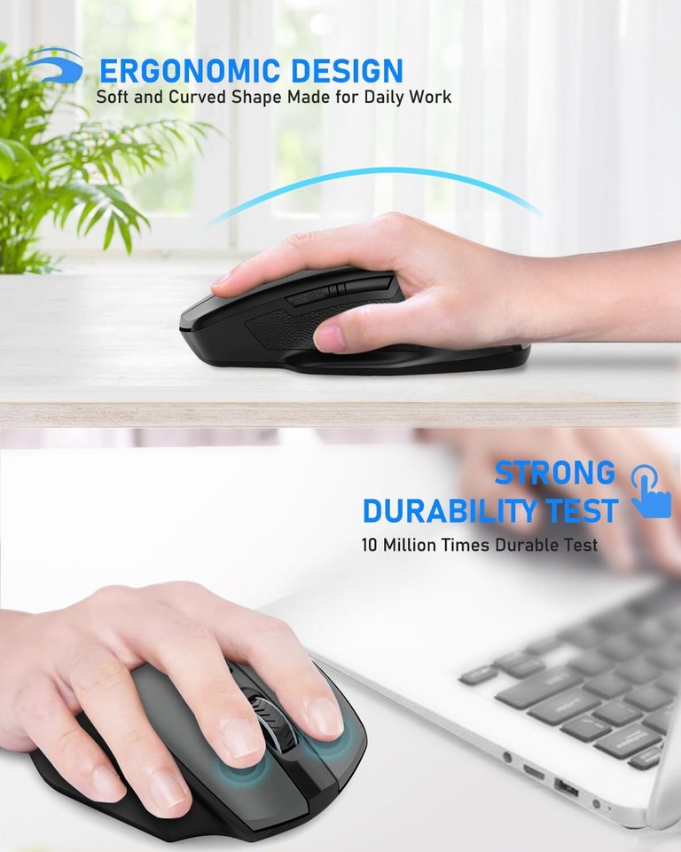 Wireless Mouse 2.4G Large Ergonomic Optical Mouse for Big Hands 18 ...