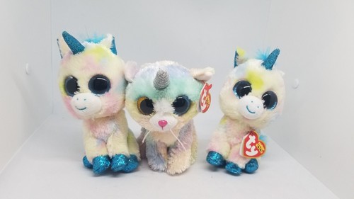 TY Beanie Boos 6" HEATHER Cat NWT, 6" Blitz NWT, 6" Blitz Used Unicorn ...