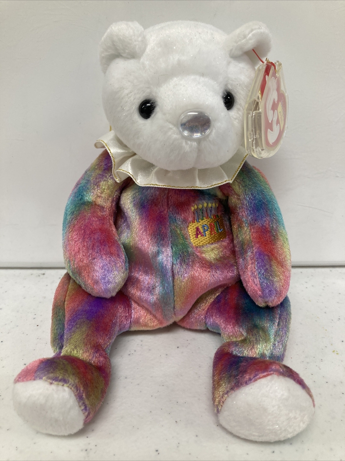 TY Birthday Beanies Collection April Bear Multi Colored Tye-Dye ️Tag ...