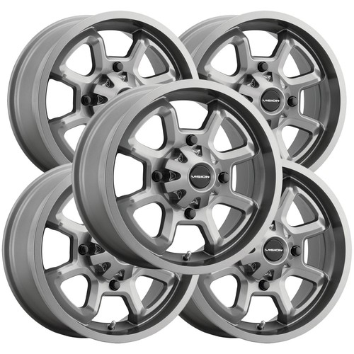(Set of 5) Vision UTV 415 Bomb 14x7 4x156 +2.5mm Gunmetal Wheels Rims ...