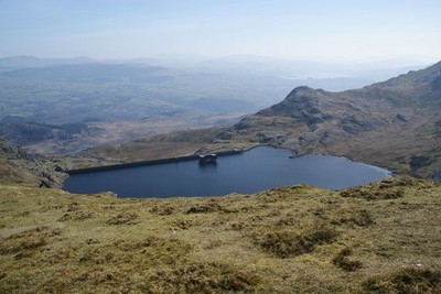 Photo A2 Llyn Stwlan Tanygrisiau Looking down from the ridge up to ...