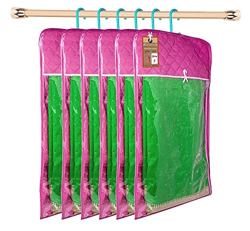 12 Pack Satin Hanging Saree Covers for Wardrobe Garment Storage ...
