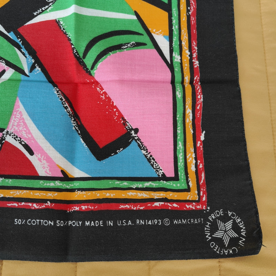 Vintage Bandana Artsy Modern Rockabilly Funky Hankie Western Cowboy USA ...