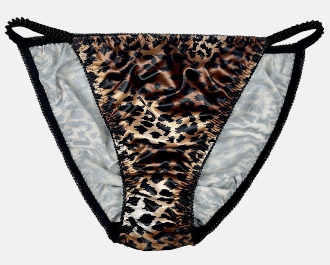 Satin String Bikini & Thong Leopard Print XL - Gem