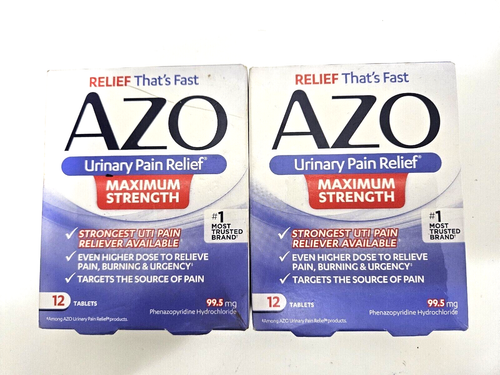2 Boxes AZO Urinary Pain Relief Treatment Tablets - 24 Count total Exp ...