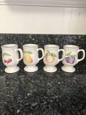 4 Pfaltzgraftf HOPSCOTCH Fruit Ftd. Pedestal Latte Irish Coffee Mugs | eBay