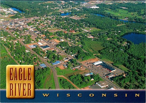 Eagle River, WI Wisconsin DOWNTOWN~CITY AERIAL VIEW Vilas County 4X6 ...