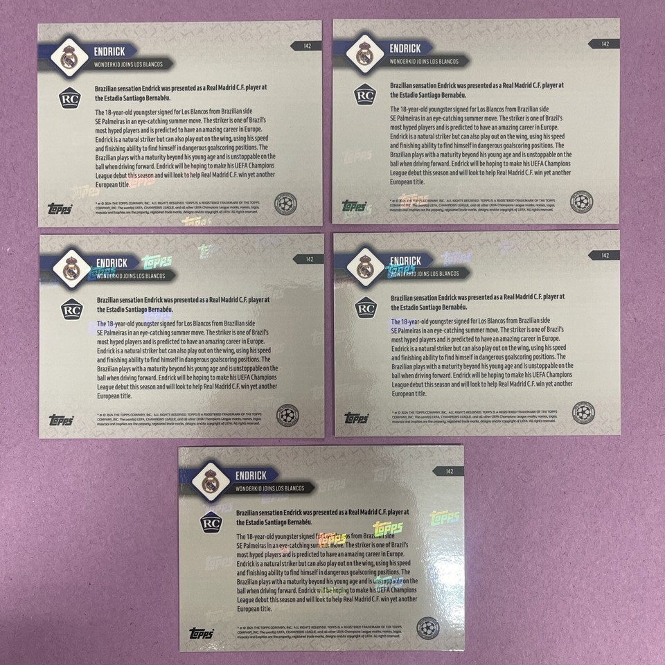 (5) 2024 Topps Now UCL ENDRICK #142 RC Rookie-WONDERKID JOINS LOS ...