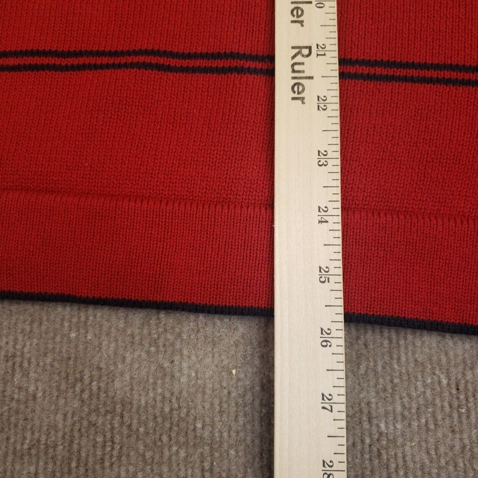 Nautica Sweater Mens Large Red Crew Neck Pullover Long Sleeve Striped ...