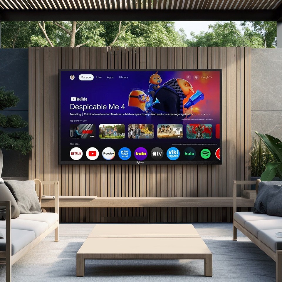 Sylvox 65'' outdoor TV smart IP55 waterproof 4K HDMI Anti-Scratch/Glare ...