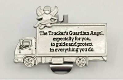 Guardian Angel Trucker Visor Clip Medal Truck Driver Auto Travelers Car ...