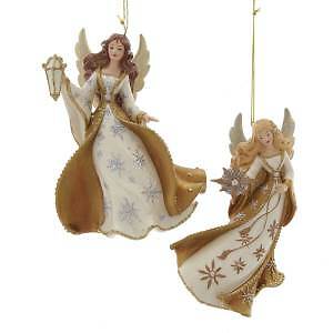 Set of 2 Metallic Gold Angel Ornaments E0400 w | eBay