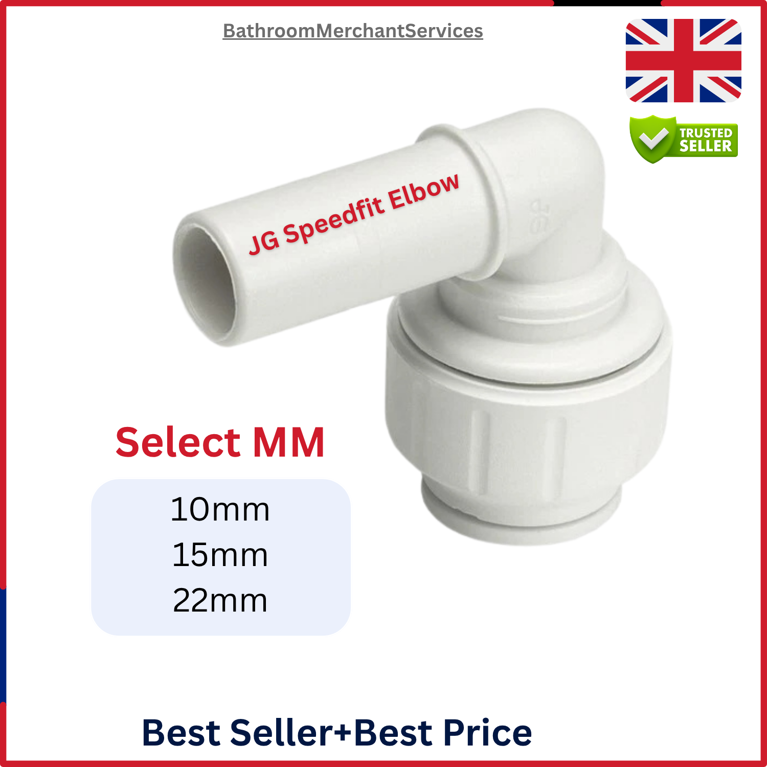 JG Speedfit Stem Plastic Elbow Pipe Connector 90° 10mm.15mm & 22MM ...