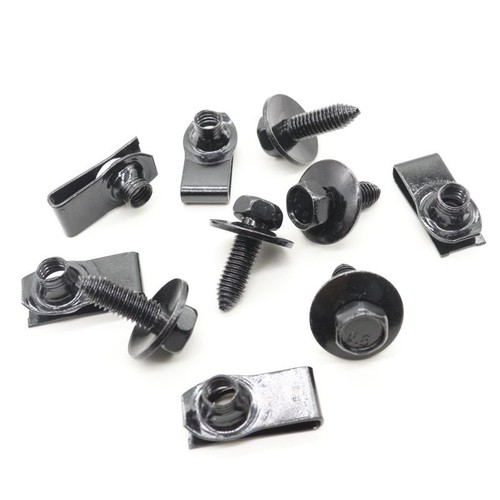 10 Extruded U Nuts Clip & M8-1.25 Body Bolts Kit For GM Ford Chevrolet ...