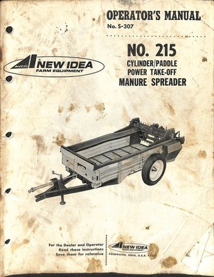 New Idea No. 215 Cylinder Paddle PTO Manure Spreader Operator Manual S ...