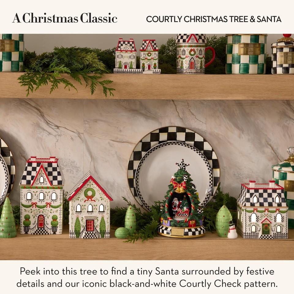 Mackenzie-Childs Courtly Christmas Tree & Santa Musical Display Village ...