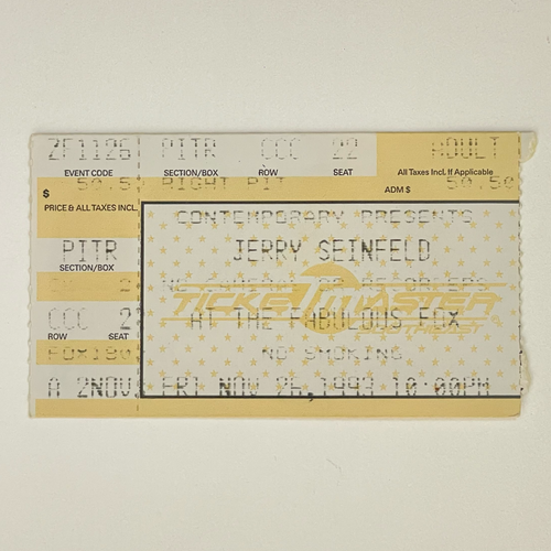 Vintage Jerry Seinfeld Comedy Ticket 11/26/1993, Fabulous Fox St. Louis ...