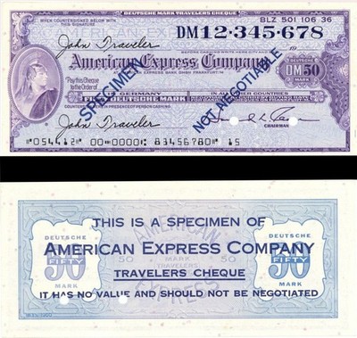 German American Express Company Travellers Cheque/Check - 50 Marks ...
