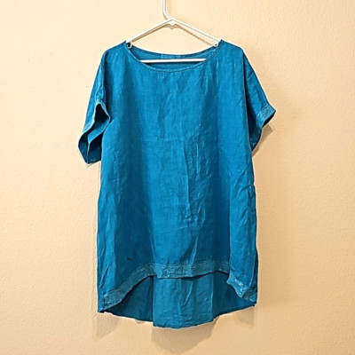 Cut Loose Linen boxy Tunic Top in Blue Size one | eBay