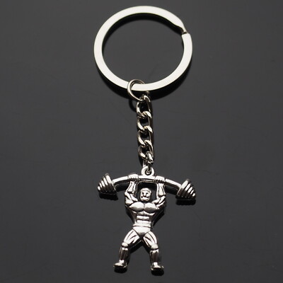 Weight Lifting Dumbbell Muscle Man Pendant Charm Keychain Key Chain ...