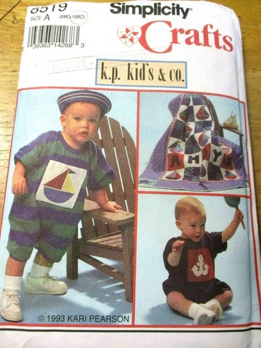 SIMPLICITY SEWING PATTERN NO.8519 BOY'S ROMPER & A HAT SIZE 6MONTHS-18 ...