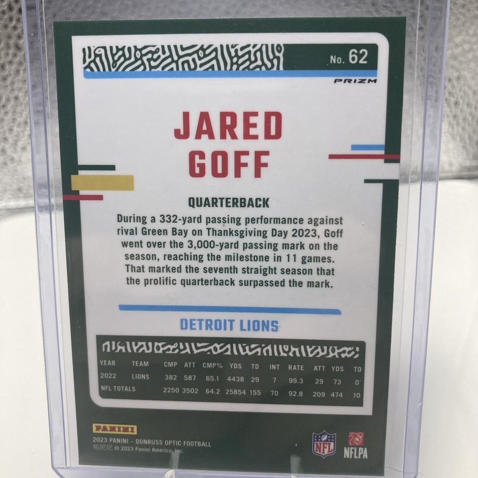 2023 Optic Football Jared Goff #62 Detroit Lions 100 Emoji Card | eBay