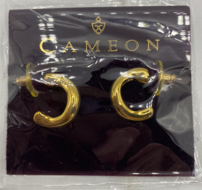 Cameon Gold-toned Crescent Stud Pierced Earrings Loop Elegant | eBay ...