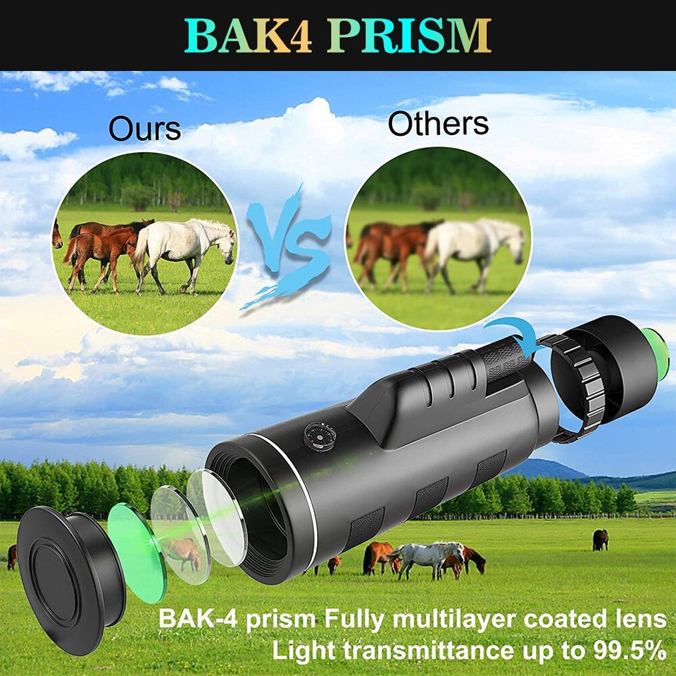 Day/Low Night Vision 80x100 Zoom HD Monocular Starscope Monocular ...