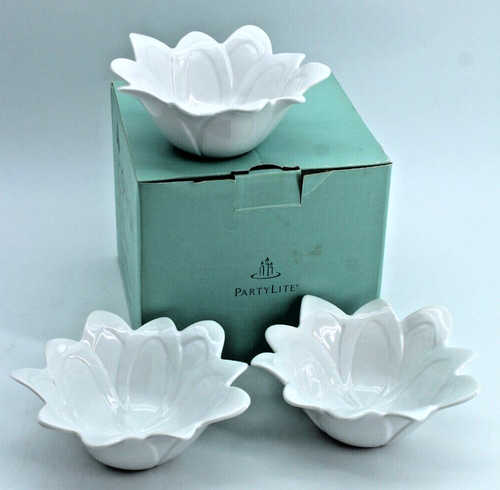 PartyLite P90989 White Blossom Tealight Trio NEW Old Stock / Open Box ...