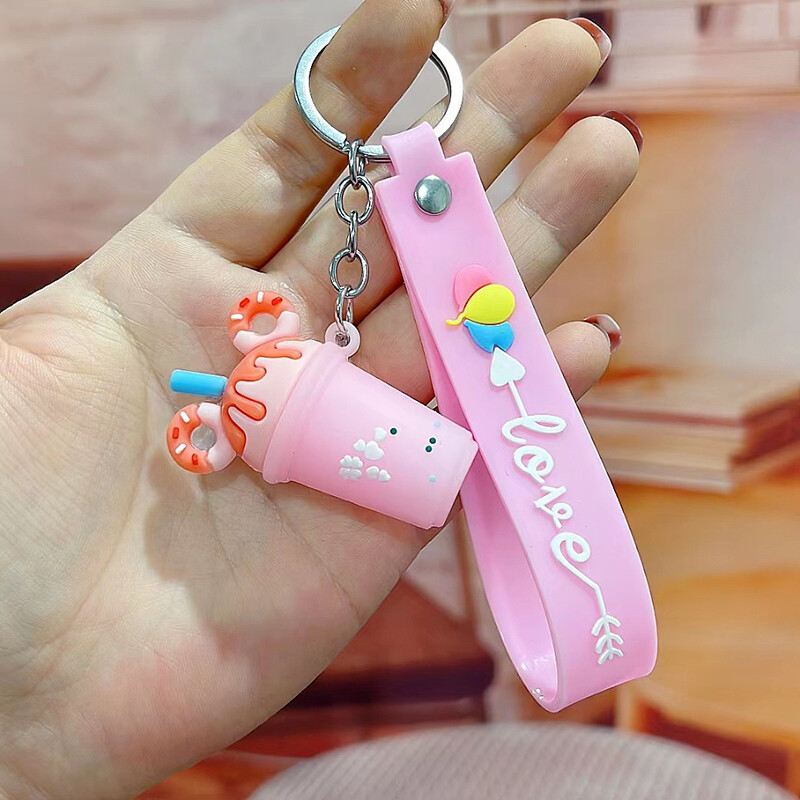 Creative Ice Cream Keychain Milk Tea Cup Pendant Personalized KeychaP1 ...