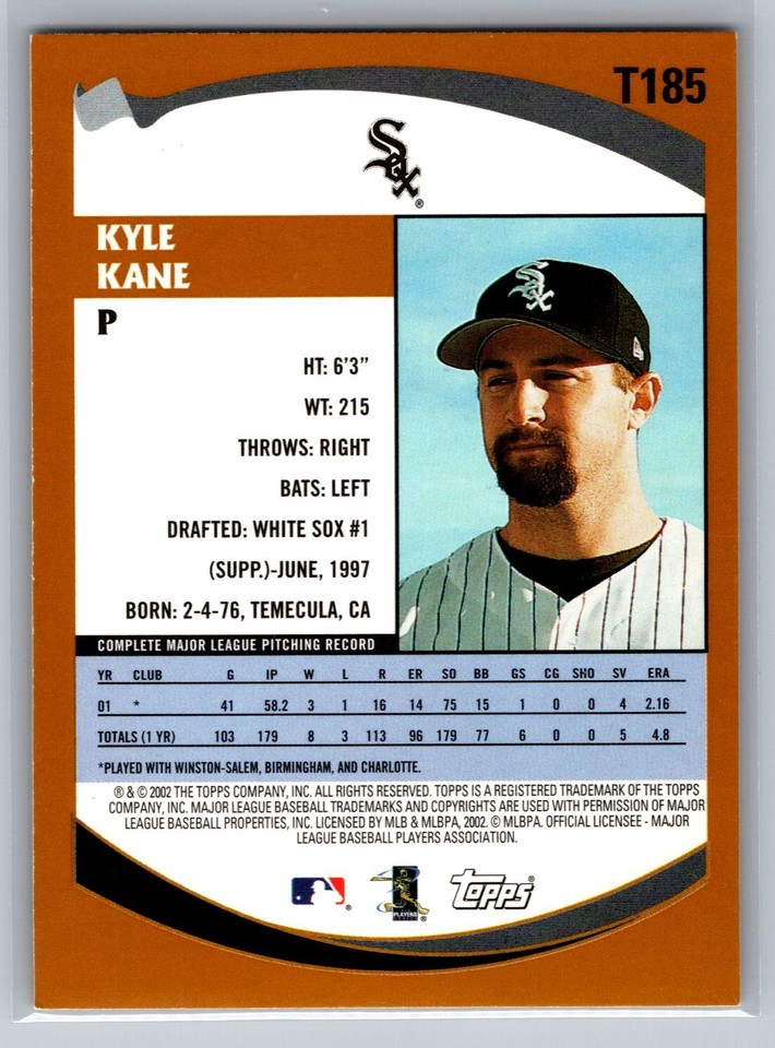 Kyle Kane 2002 Topps Traded & Rookies Prospects #T185 Chicago White Sox ...