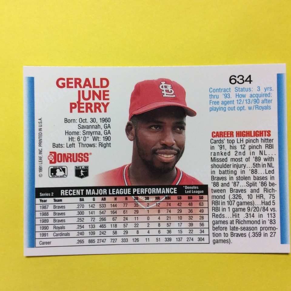 1992 Donruss #634 Gerald Perry St. Louis Cardinals | eBay