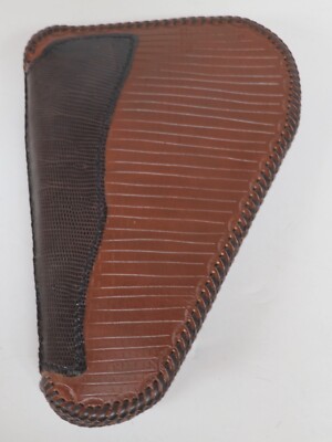 HAND CRAFTED BROWN LEATHER & LIZARD PISTOL HAND GUN CASE ZIP UP FLEECE ...