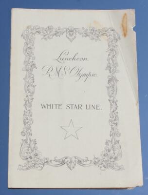 WHITE STAR LINE RMS OLYMPIC ORIGINAL DINNER MENU 24/01/30 FIRST CLASS A ...