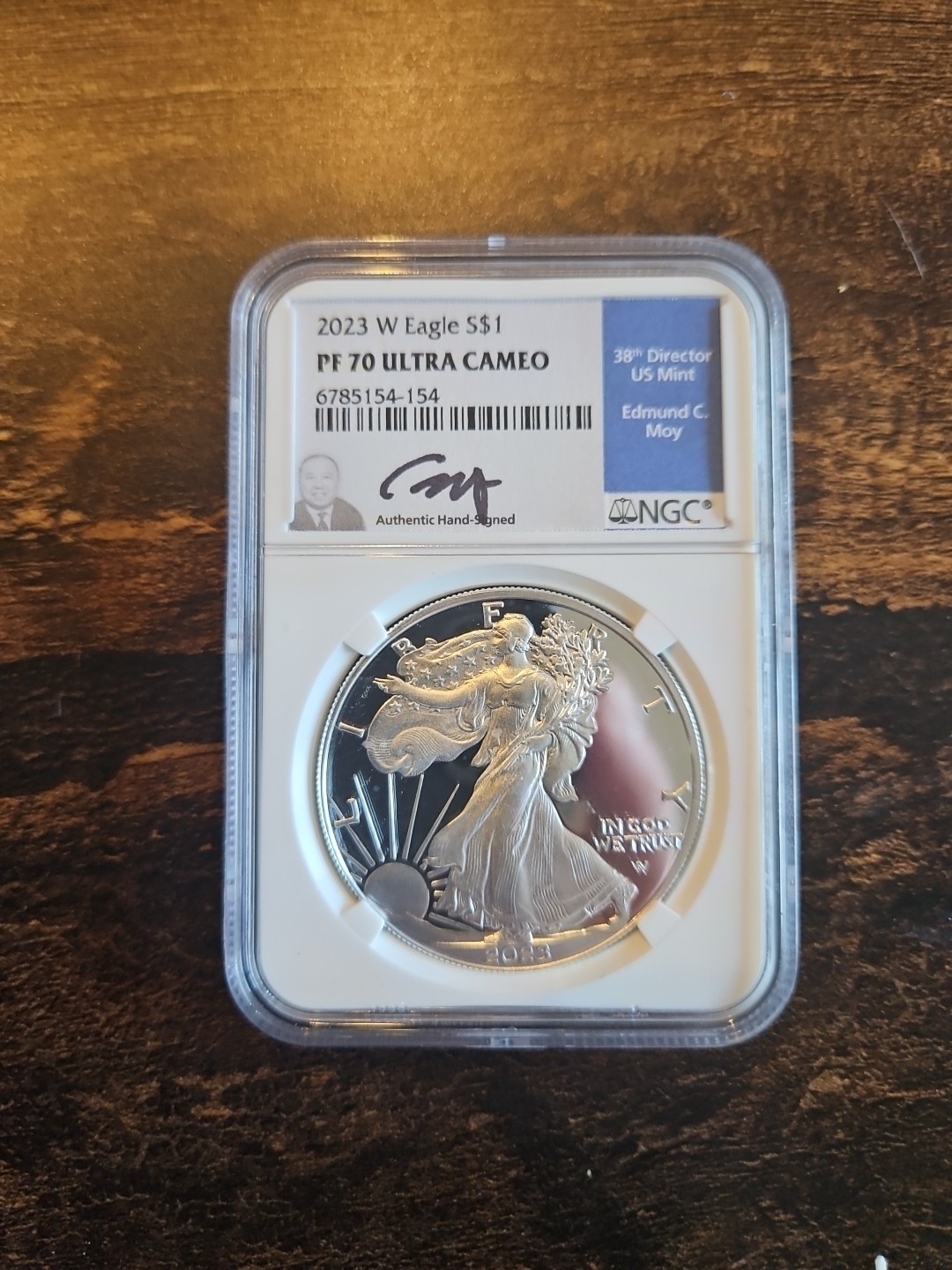 2023 W PROOF SILVER EAGLE NGC PF70 ULTRA CAMEO EDMUND MOY HAND SIGNED ...