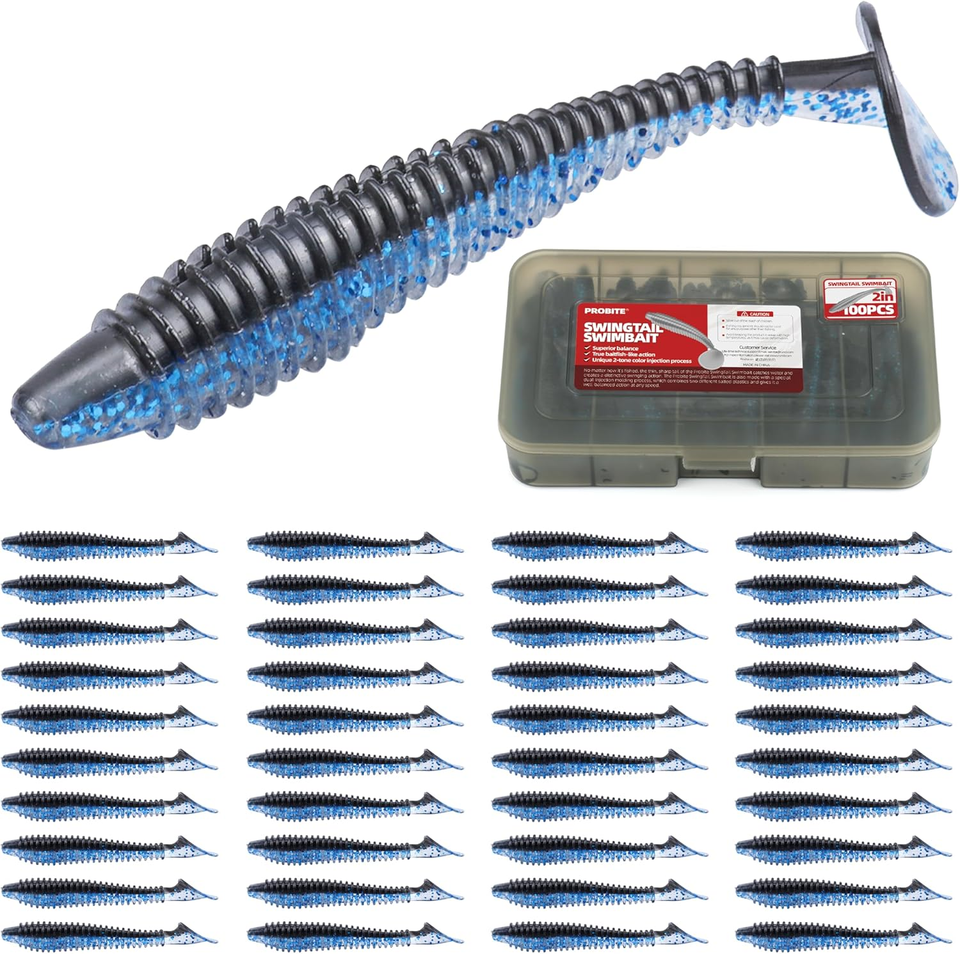 Paddle Tail Swimbaits 100/80/50PCS, 5/4/3/2 Inch Soft Plastic Fishing ...