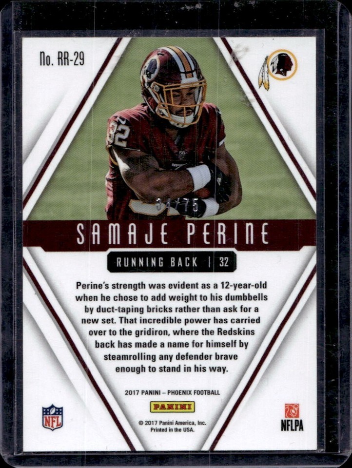 SAMAJE PERINE ROOKIE #34/75 2017 PANINI PHOENIX FOOTBALL CARD BRONCOS ...