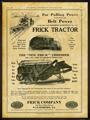 1920 Frick Tractor & Thresher NEW Sign 24"x30" USA STEEL XL Size 7 lbs ...