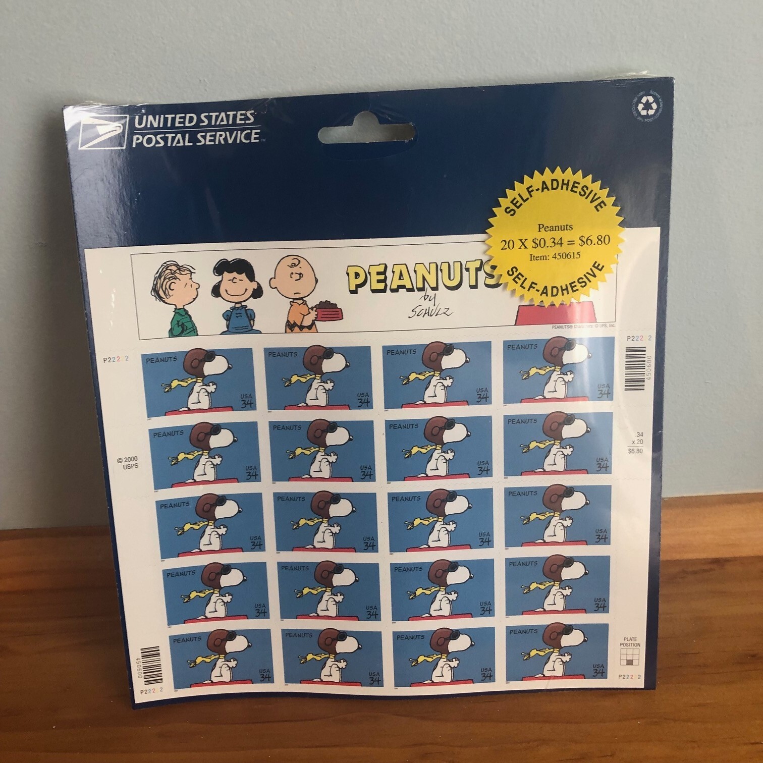 Peanuts 2000 United States Postal Service 20 Self-Adhesive Snoopy ...