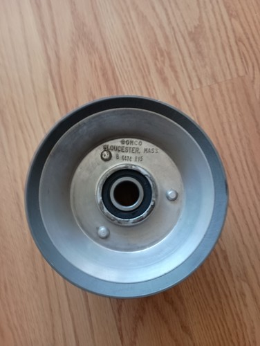 aluminum wide v-shaped pulley OD 5.7", width 3", w/ball bearing bore ...