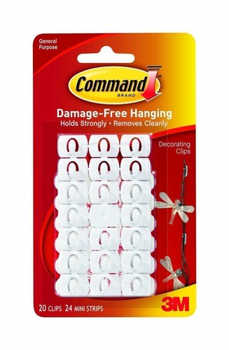 Command Hooks Decorating Clips Self-Adhesive Strips Wall Hanging Fairy ...