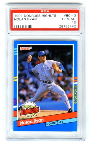 NOLAN RYAN~RARE POP 83~1991 DONRUSS HIGHLIGHTS NO-HITTER PSA-10 GEM-MT ...