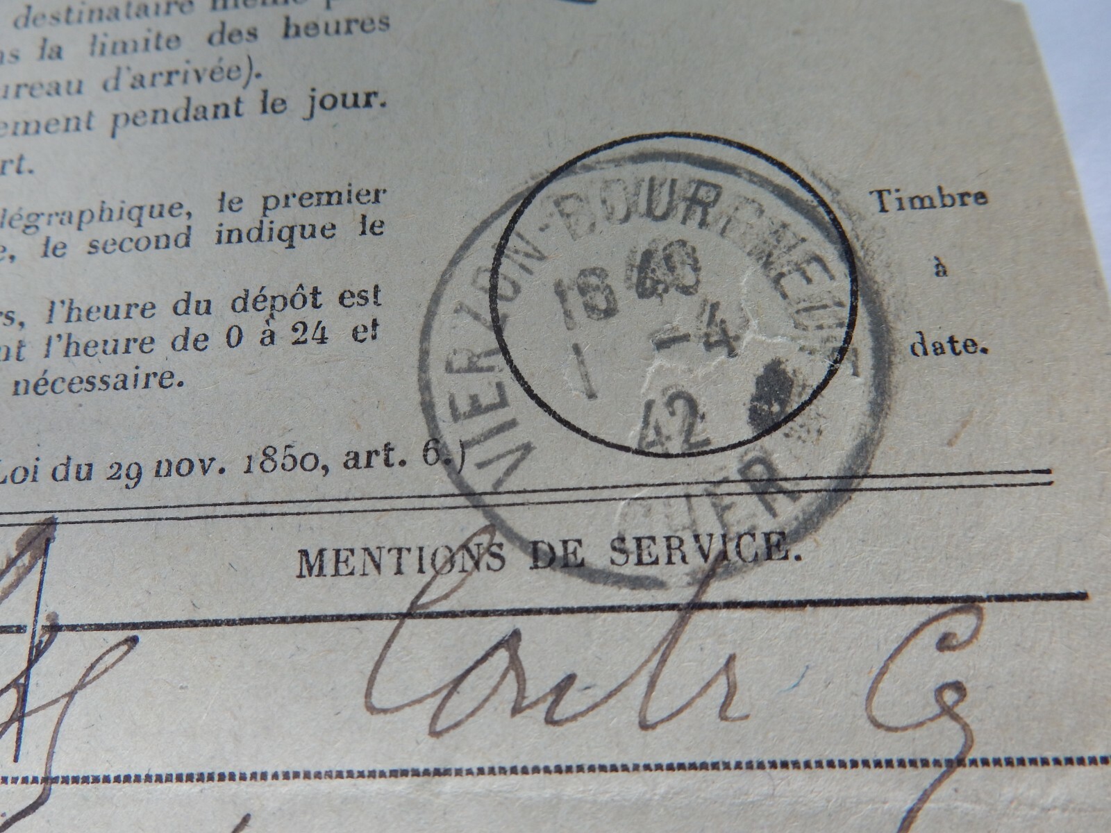 WW2 ERA FRENCH TELEGRAM POSTMARK VIERZON CERAMICS INDUSTRY RELATED 1942 ...