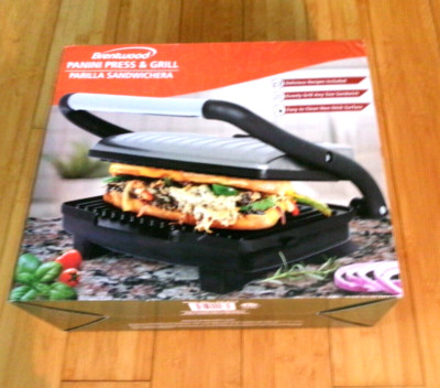 Brentwood Panini Press & Grill Non-Stick Stainless-Steel Finish Easy To ...