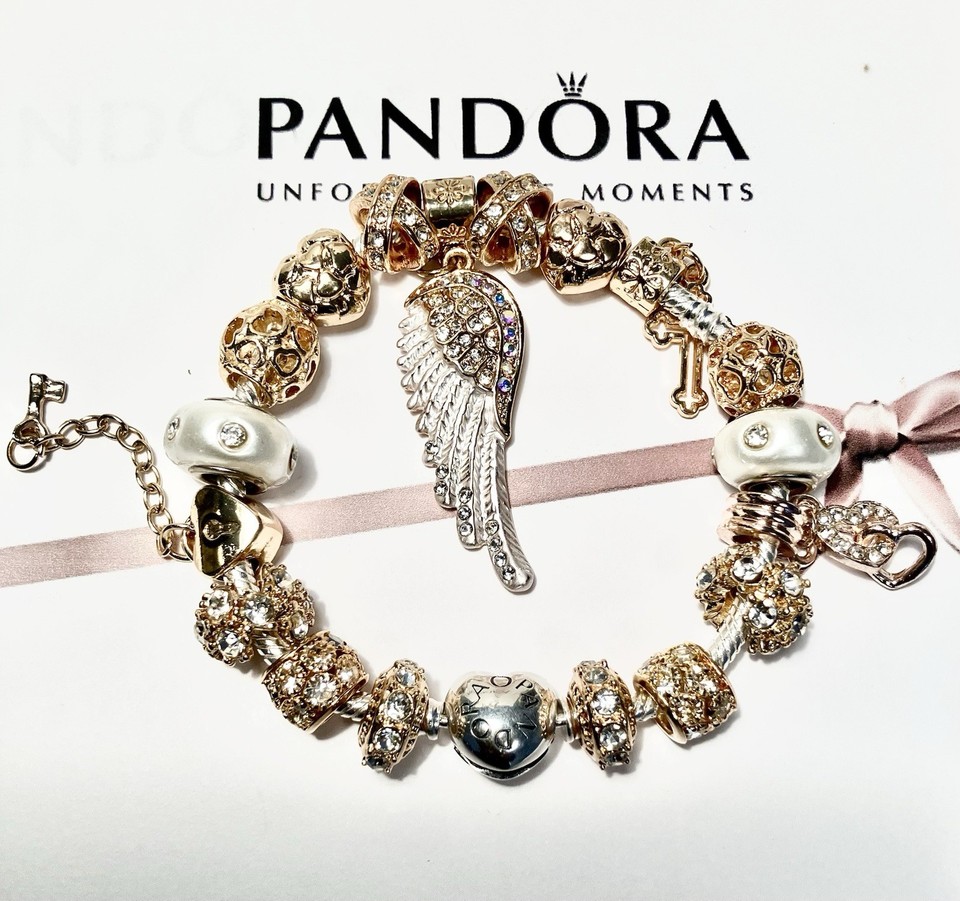 Authentic Pandora Silver Moments Heart Bracelet "ANGELS WING” | eBay
