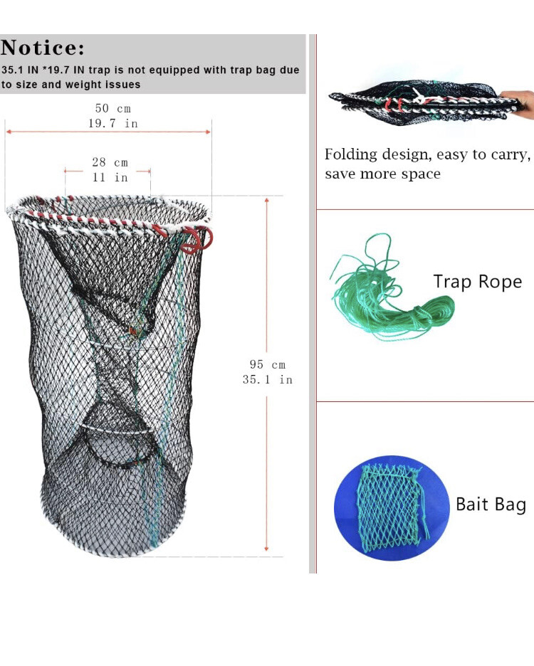 2x Drasry 37.4 IN X 19.6 IN Crap Trap, Shrimp Trap, Fish Trap, Lobster ...