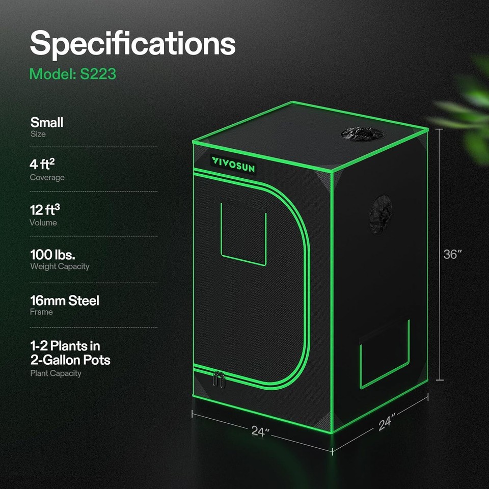 VIVOSUN Hydroponic Grow Tent w/ Window & Floor Tray for Indoor Plants ...