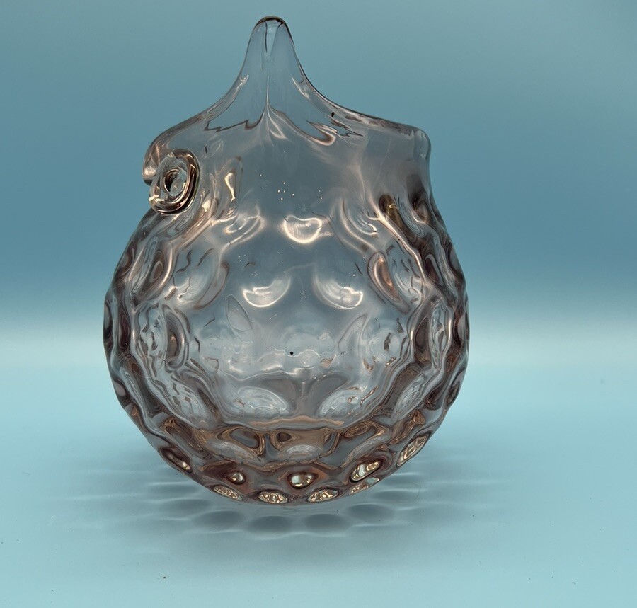 Glass Owl Vase/Candy Dish Amethyst Thumbprint Dimple Pattern 7.5” Tall ...