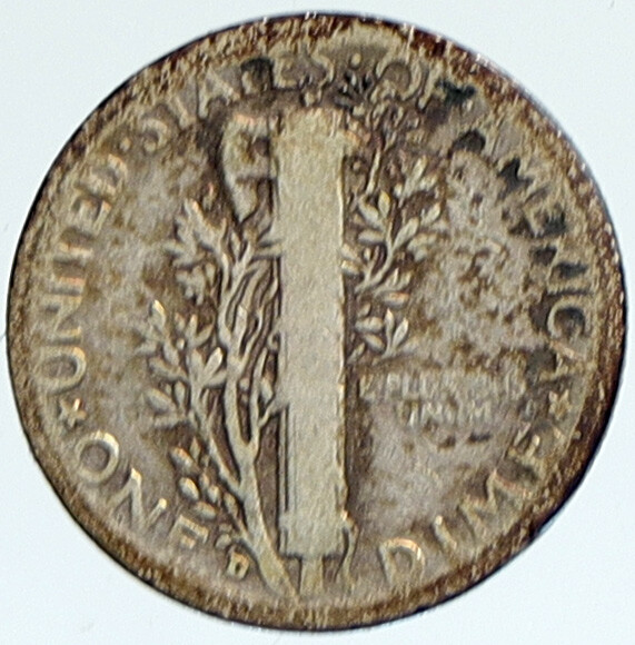 1936 D UNITED STATES Mercury Winged Liberty Head Dime Silver Coin ...
